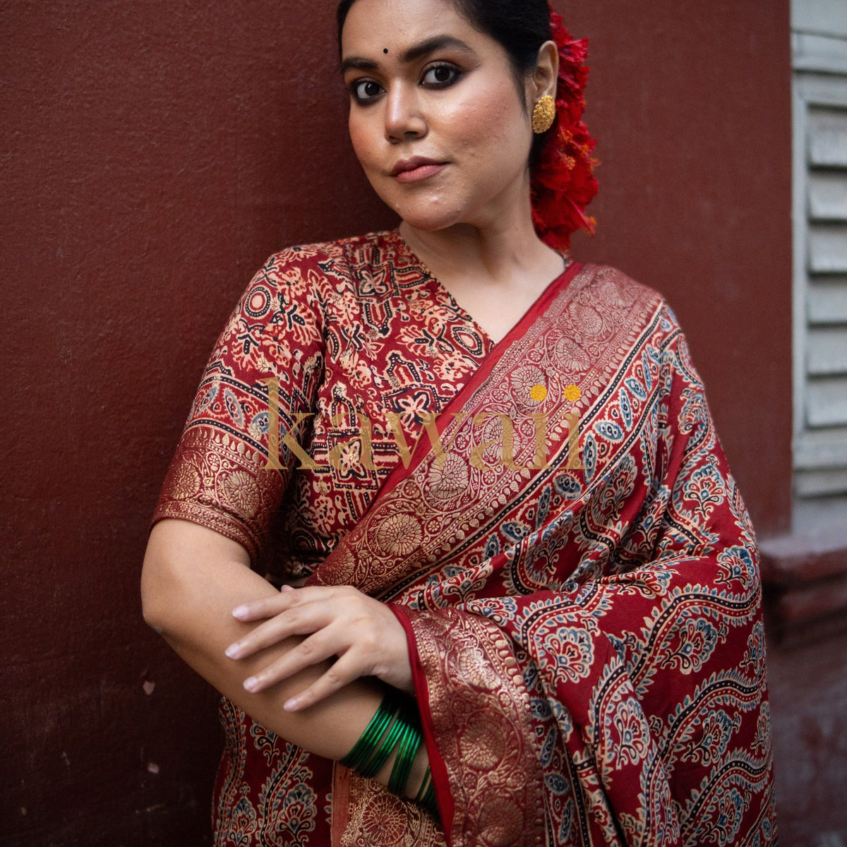 Kavya Ajrakh Saree - Handcrafted Traditional ajrakh saree | Kawaii